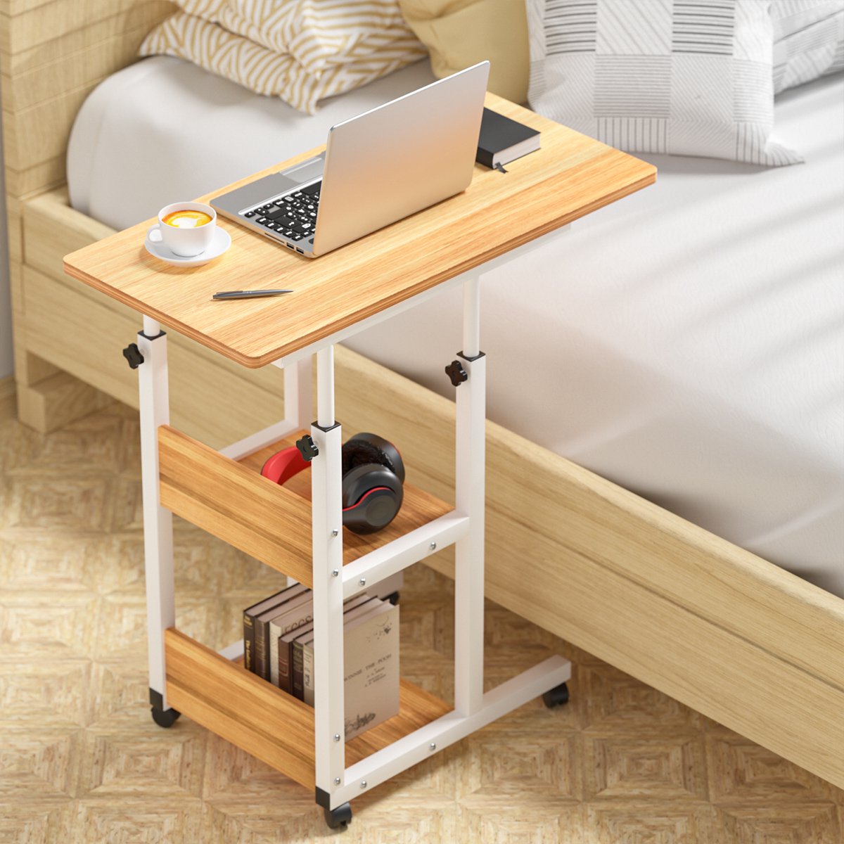 Z1 bedtafel - bijzettafel - zijtafel - Laptoptafel met Wielen - Hoog Bureau - in... | bol.com