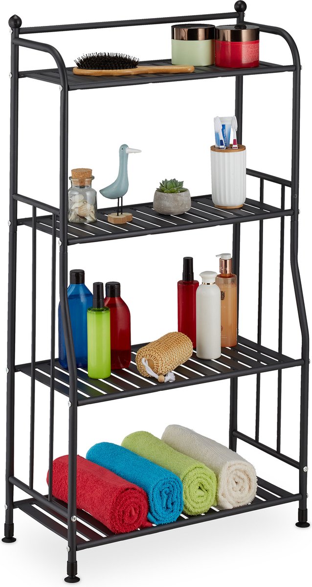 Relaxdays badkamerrek metaal - opbergrek badkamer - opbergkast keuken ...
