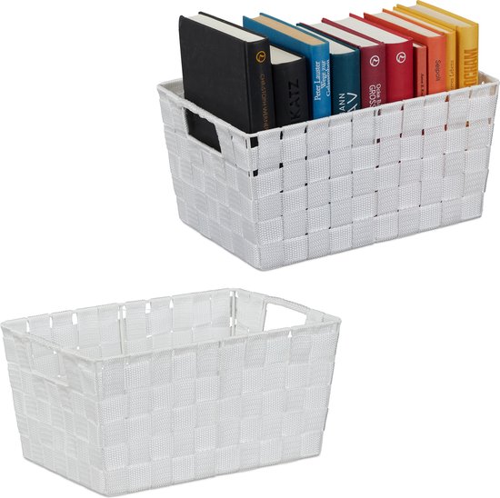 Relaxdays 2x opbergmand M - witte mand - kastmand - kunststof ...