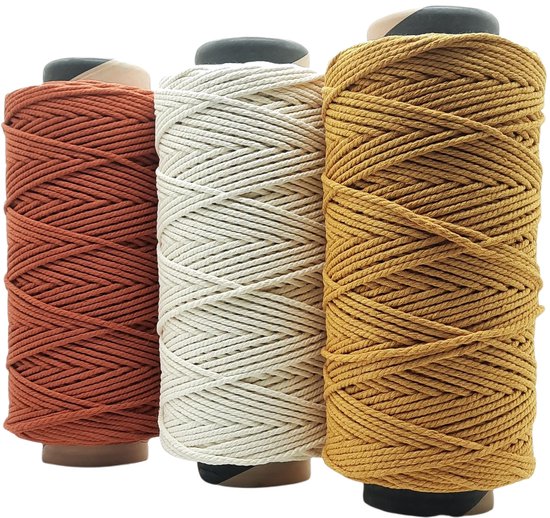 Macramé Touw- Lux -3600 gr-4 mm-Terracotta/Ecru/Oker-205+199+220... | bol