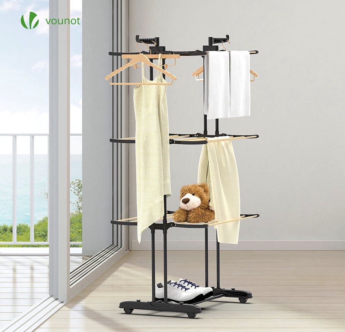 VOUNOT Droogrek toren voor binnen, ruimtebesparend torenwasrek met ...