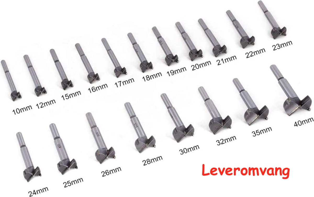 Forstnerboor set scharnierboor 10-40 mm houtboor houtboorfrees 19-delig ...