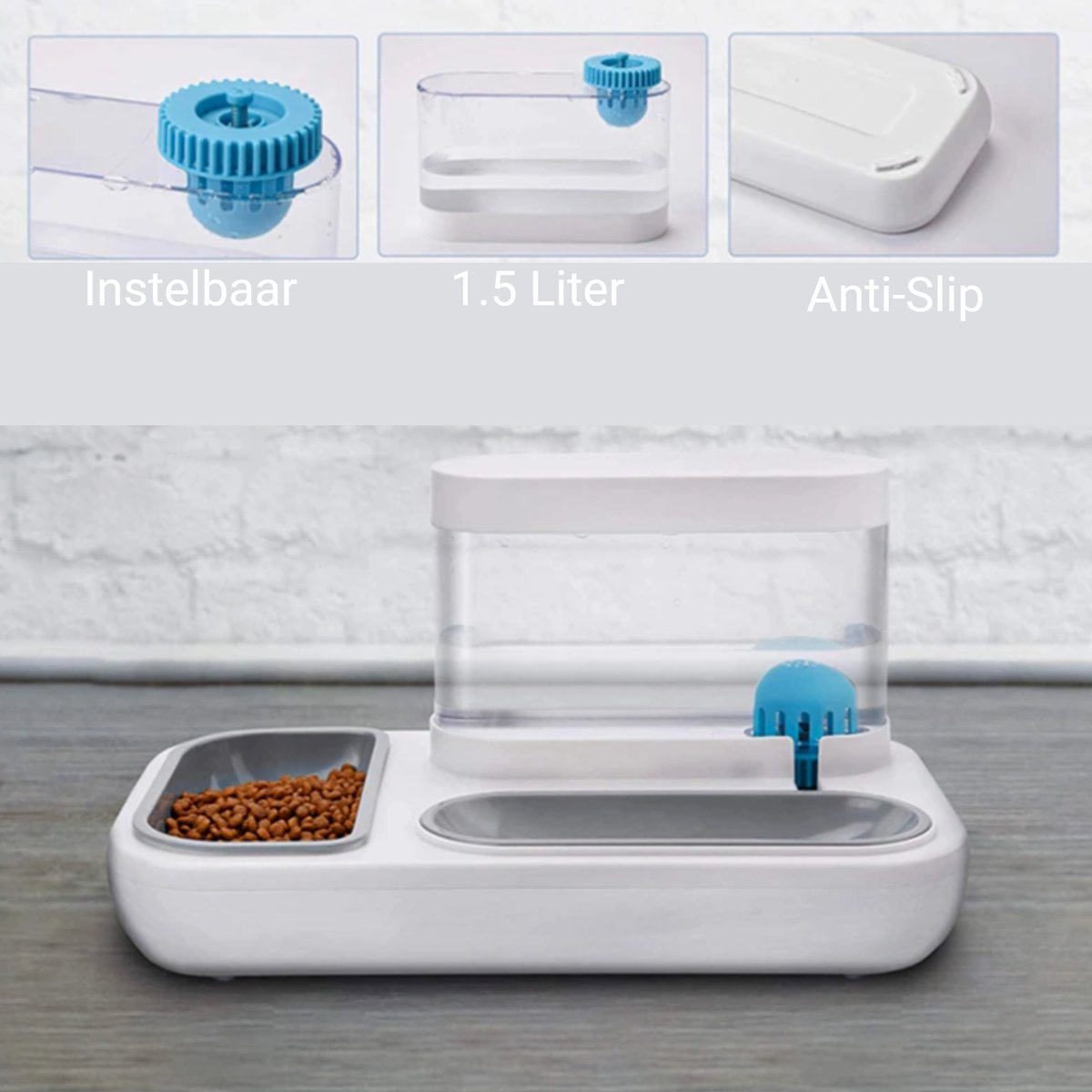Automatische Waterbak voor Kat of Hond - Zonder batterijen! - Voerbak ...