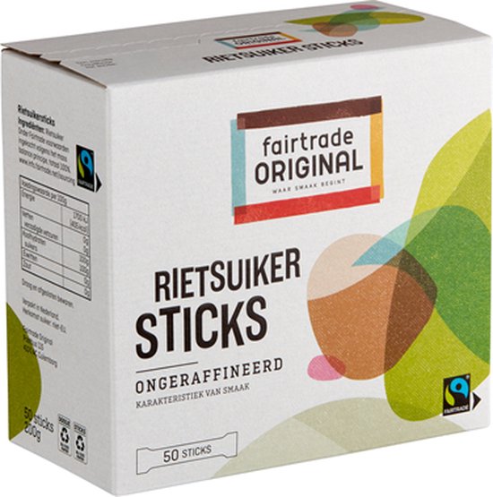 Fairtrade Original Rietsuiker 50 Sticks 200 g | bol.com