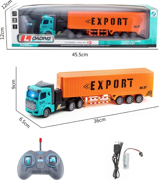 Rc Vrachtwagen met trailer - Export transporter Truck LOADING - 1:46 ...