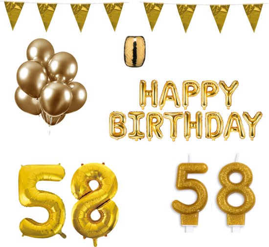 58 jaar Verjaardag Versiering Pakket Goud | bol