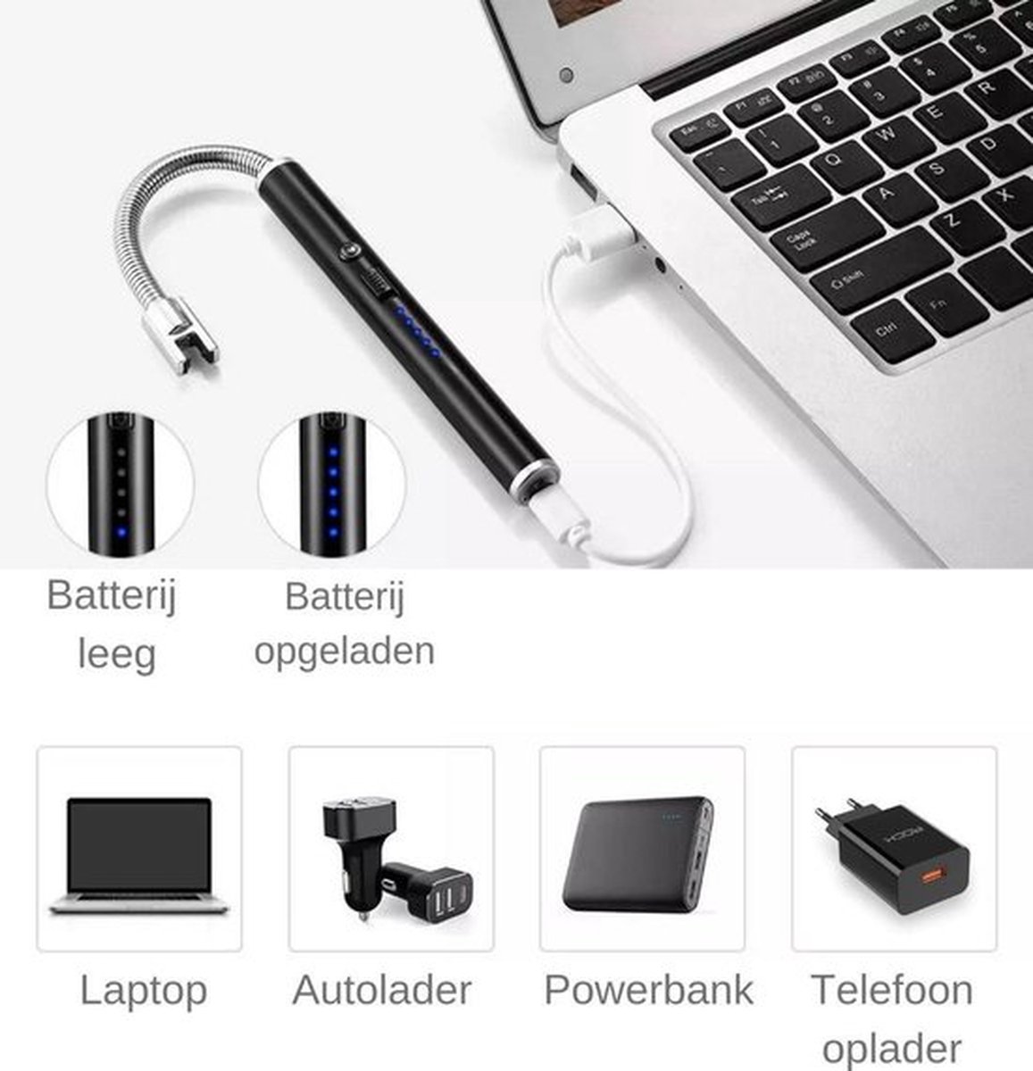 Elektrische aansteker - Oplaadbaar met usb kabel - Buigbaar | bol.com