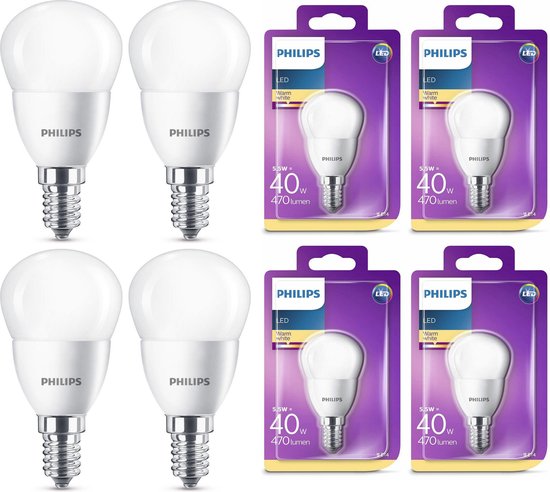 Philips LED Lamp Mat - P45 Kogel - E14 - Warm wit licht - 5.5W/40W ...