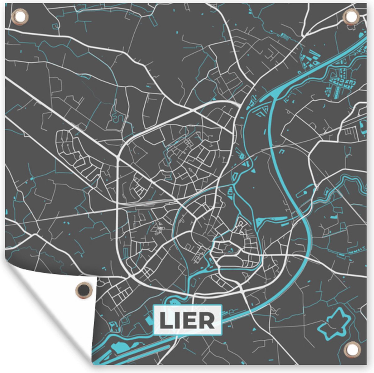 Tuin poster België – Lier – Stadskaart – Kaart – Blauw – Plattegrond ...