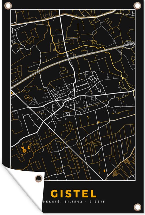 Tuinposters buiten Gistel - Plattegrond - Kaart - Goud - Stadskaart ...