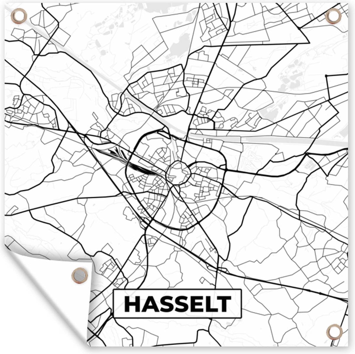 Tuinposters België – Hasselt – Stadskaart – Kaart – Zwart Wit ...