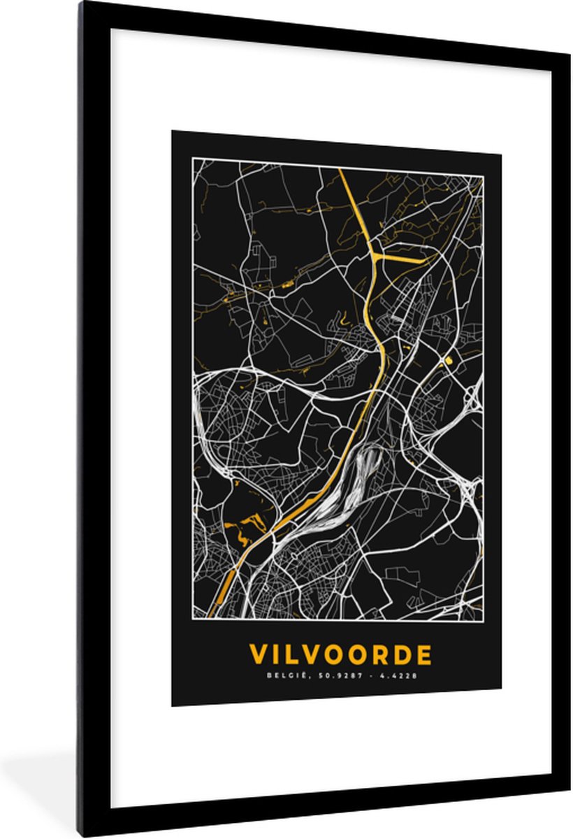 Fotolijst incl. Poster - Stadskaart - Vilvoorde - Plattegrond - Kaart ...