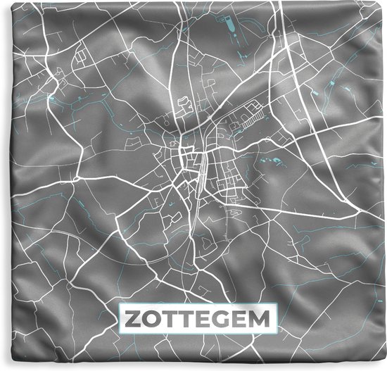 Kussenhoes 50x50 cm - België – Zottegem – Stadskaart – Kaart – Blauw ...