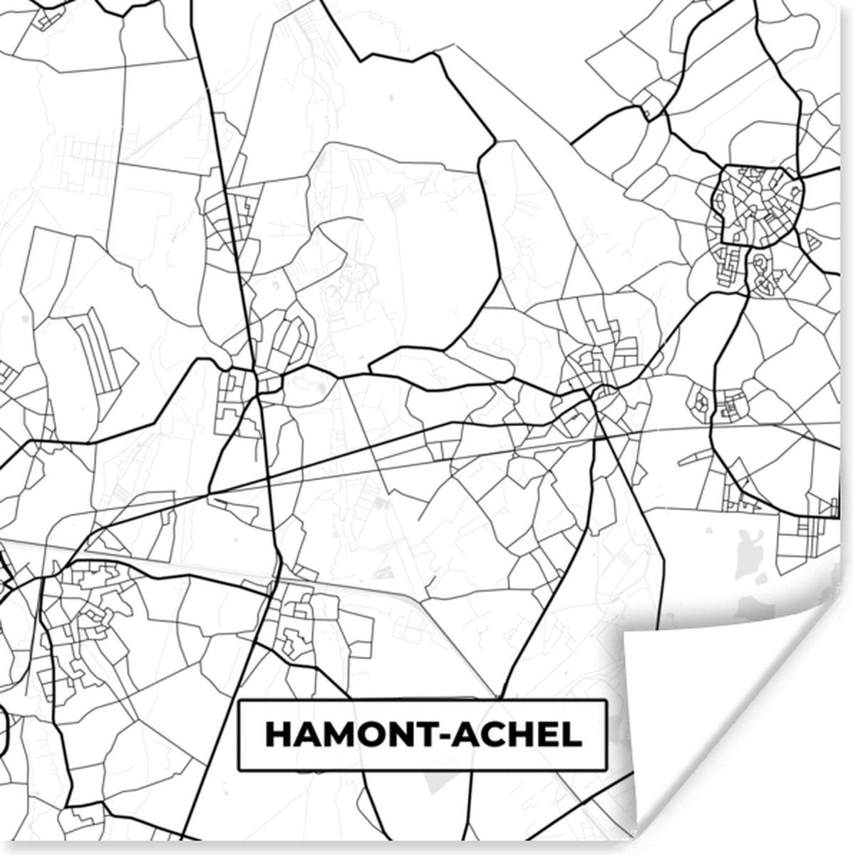 Poster Stadskaart – Zwart Wit - Kaart – Hamont Achel – België ...