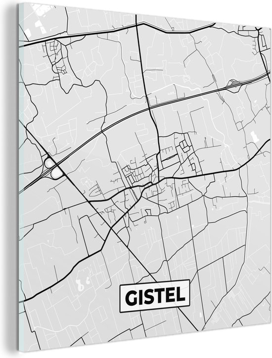 Glasschilderij - Stadskaart – Plattegrond – België – Zwart Wit – Gistel ...