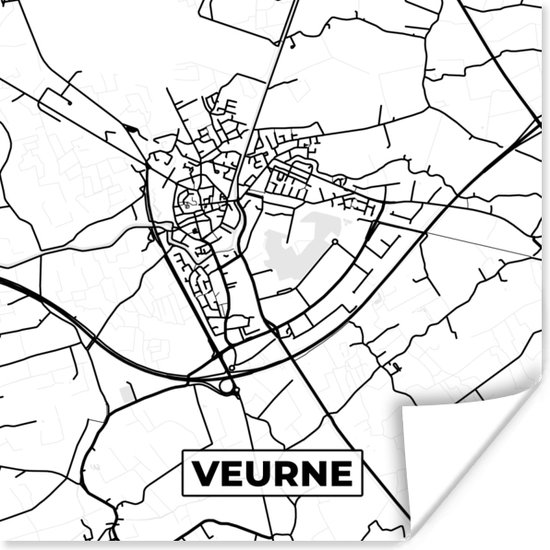 Poster Zwart Wit – België – Plattegrond – Stadskaart – Kaart – Veurne ...