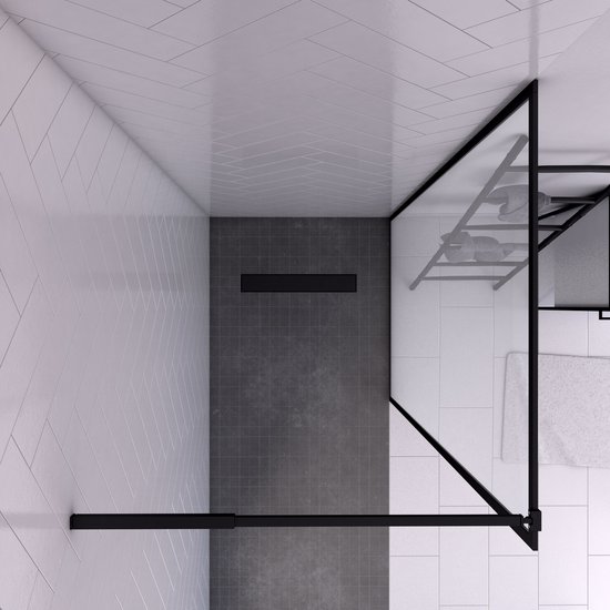 Aurlane inloop douchewand 90x200 cm met verstelbare bevestigingsstang ...