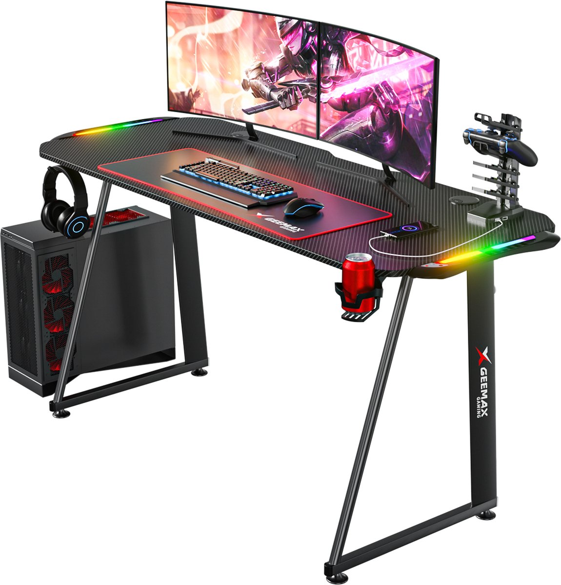 Hoffree Gamingtafel - 140cm - ergonomisch gaming-bureau - pc-tafel met ...