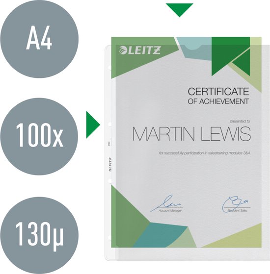 Leitz Premium Showtas - A4 - 0,13 mm - 4-gaats - 100 stuks ...