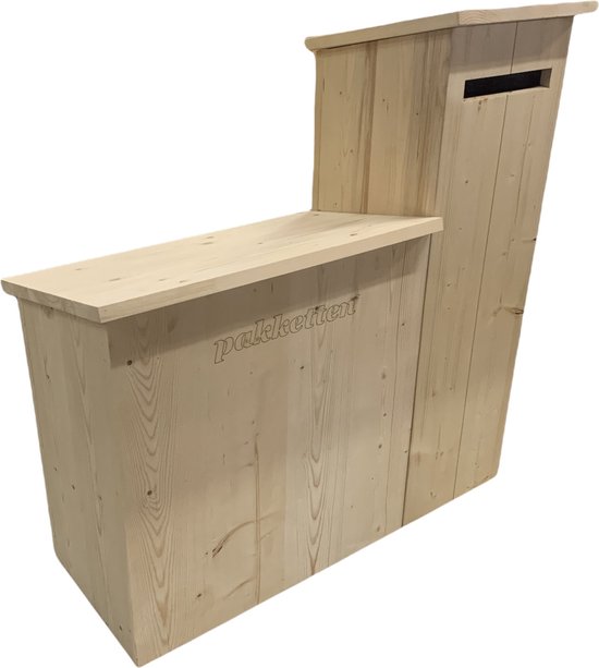 steigerhouten brievenbus met pakketbrievenbus / pakketbox ...