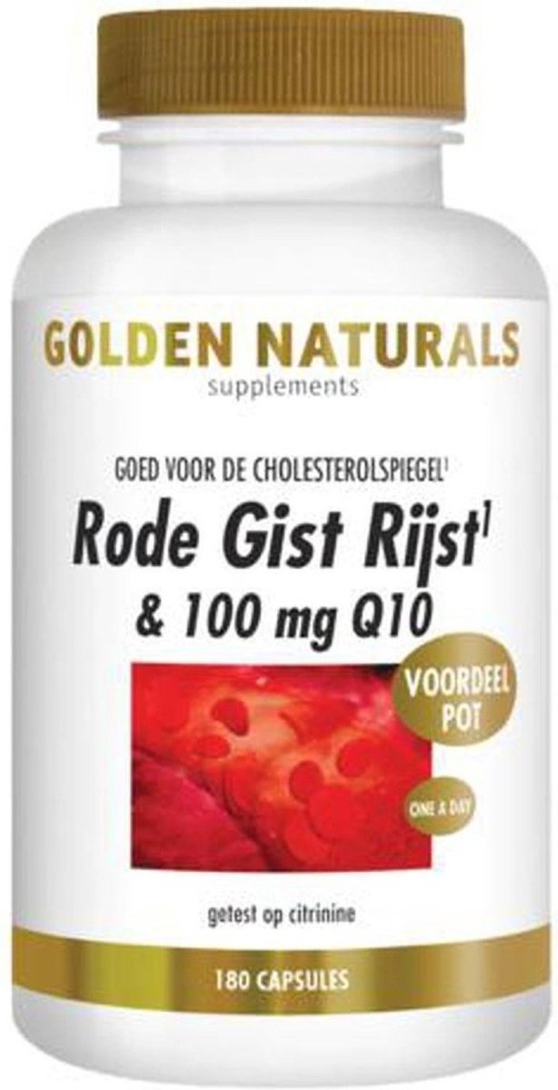 Golden Naturals Rode Gist Rijst 100 mg Q10 (180 veganistische capsules ...