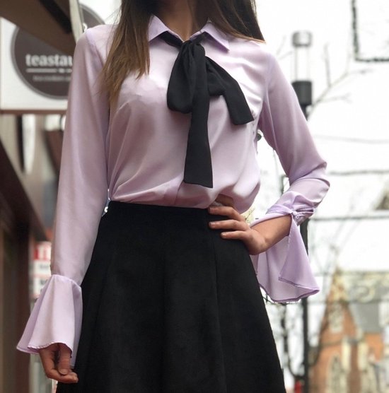 Iris hemd met zwarte strik lila | bol