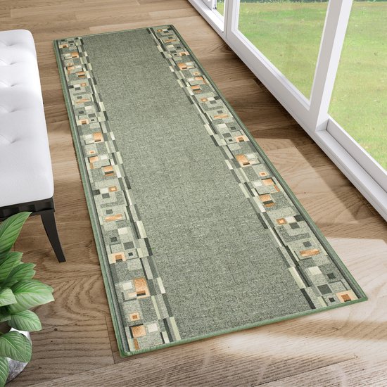 Tapiso Antislip Rubber Mat Loper Groen Woonkamer Hal Klassiek Modern ...