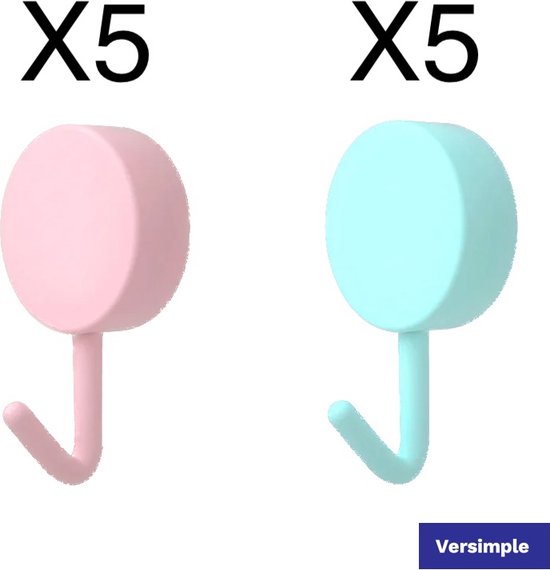 Versimple - 10 Stuks Zelfklevende Muur Haken - Sterk en Zonder Boren ...