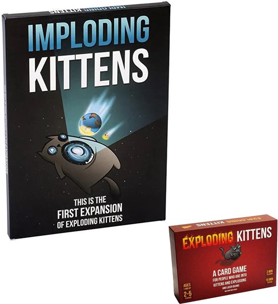 Exploding kittens kaartspel + UITGEBREIDE VERSIE met extra spel Imploding kittens -... | bol