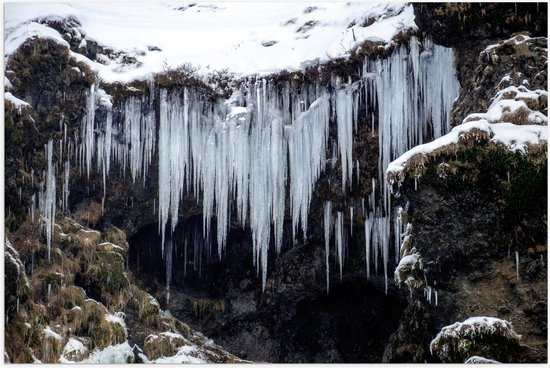 Poster (Mat) - Ijspegels - Sneeuw - Winter - Ijs - 105x70 cm Foto op ...