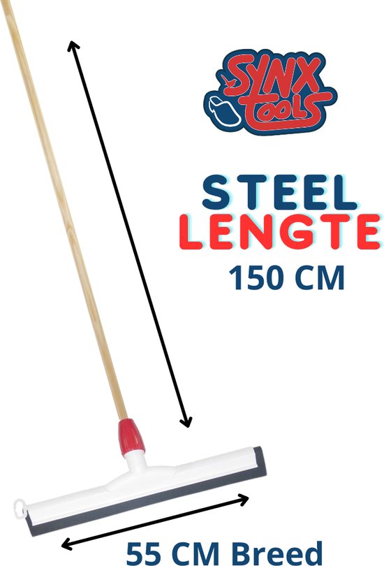 Synx Tools 55cm Vloertrekker met steel 150 cm - Watertrekker - kunststof - Trekker -... | bol