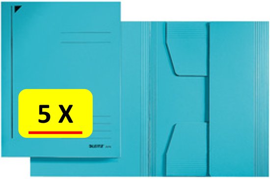 5 x Dossiermap - A4 - Leitz - Manilla karton - blauw | bol.com