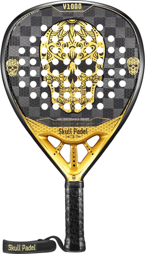 Skull Padel V1000 Goud - Padel Racket - Goud Zwart - Diamand - 18K ...