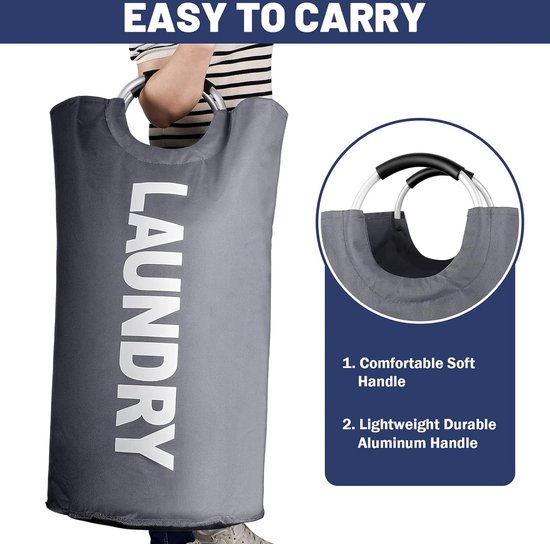 Opvouwbare Wasmand, Wasmand met een capaciteit van 90 L en handvat ...