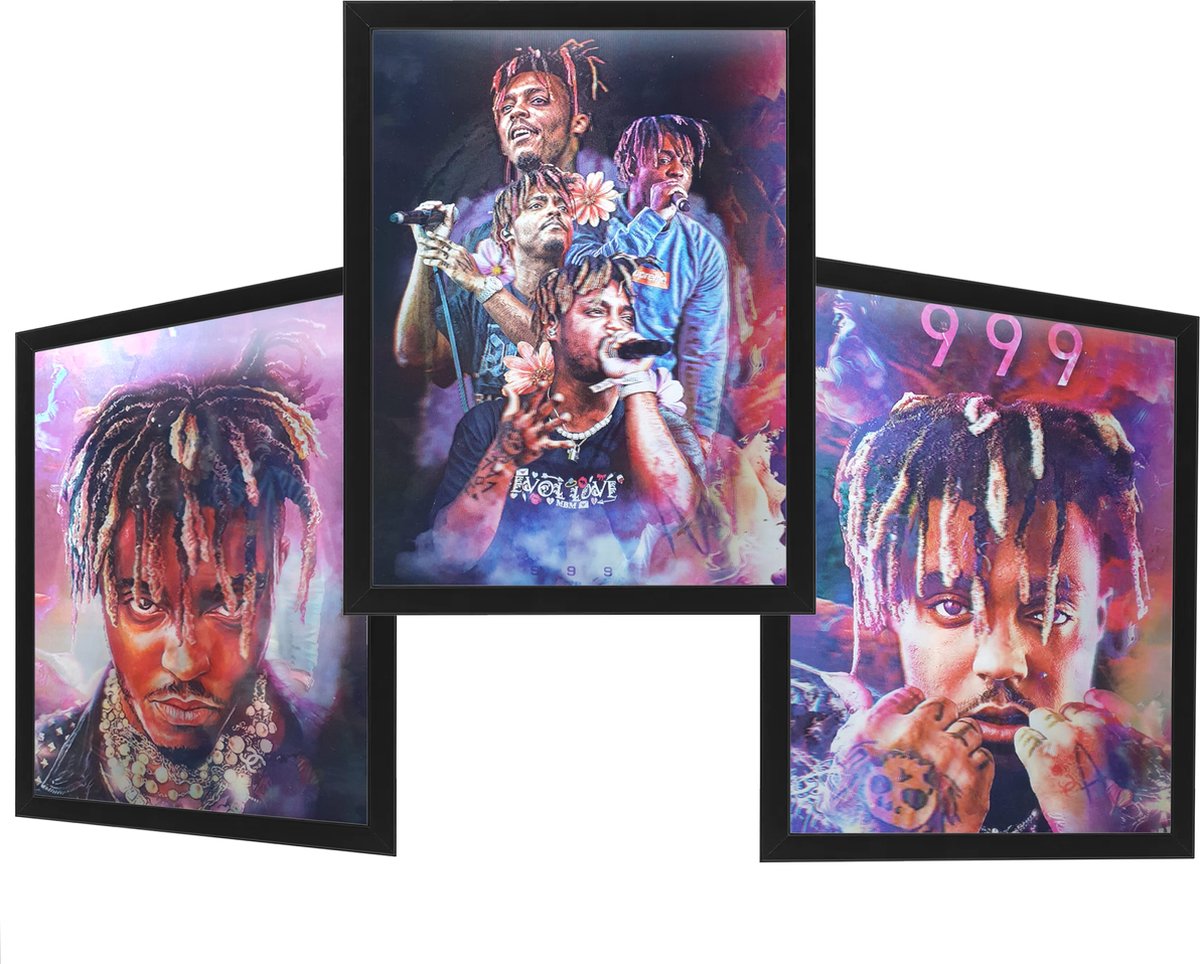 Juice Wrld Poster + Lijst 3D - 3D Effecten - Concert/999/Face | bol