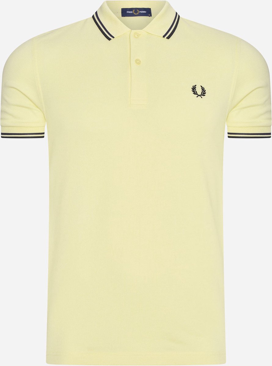 Fred Perry Polo M3600 Tipped Geel Slim Fit Heren Poloshirt Maat