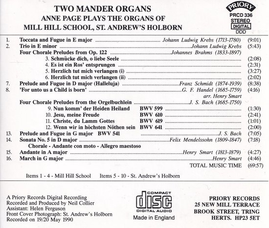 Two Mander organs - Anne Page bespeelt de orgels van de Mill Hill ...