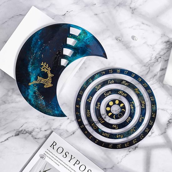 Moon Perpetual Calendar Resin - Kalender - Handgemaakt kalender | bol