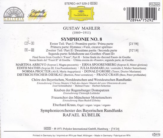 Mahler: Symphonie No 8 / Kubelik, Bavarian RSO, Bavarian Radio Symphony Orchestra - |... | bol