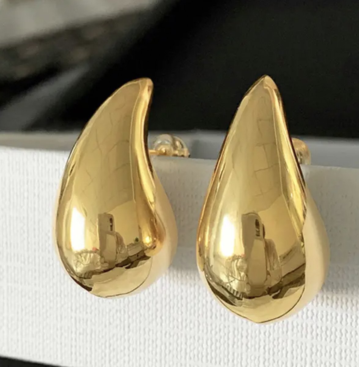 Chunky Teardrop Oorbellen- waterdruppel - statement - goud - oorbellen ...