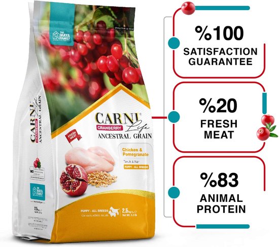 Carni Life Cranberry ANCESTRAL GRAIN CHICKEN & POMEGRANATE PUPPY ALL ...