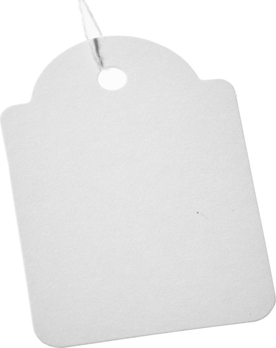 10 stuks - Witte Kartonnen Labels met koordje / Hangetiketten - 36x53mm ...