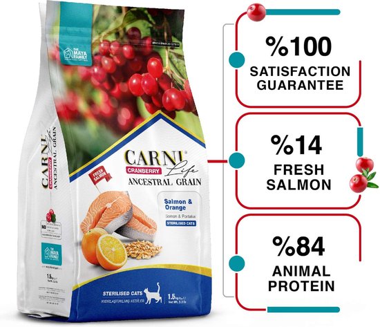 Carni Life Cranberry ANCESTRAL GRAIN SALMON & ORANGE STERILISED | bol