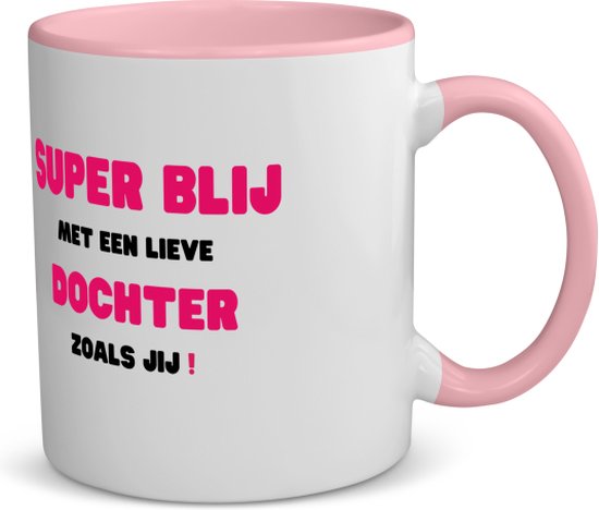 Akyol - super blij met een lieve dochter zoals jij koffiemok - theemok - roze -... | bol