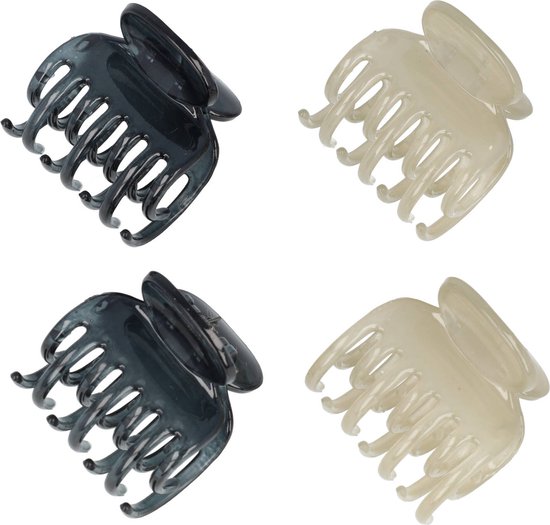 Haarspeld Klemmen Dubbele Tand 4cm Transparant Zwart Grijs Extra Grip ...
