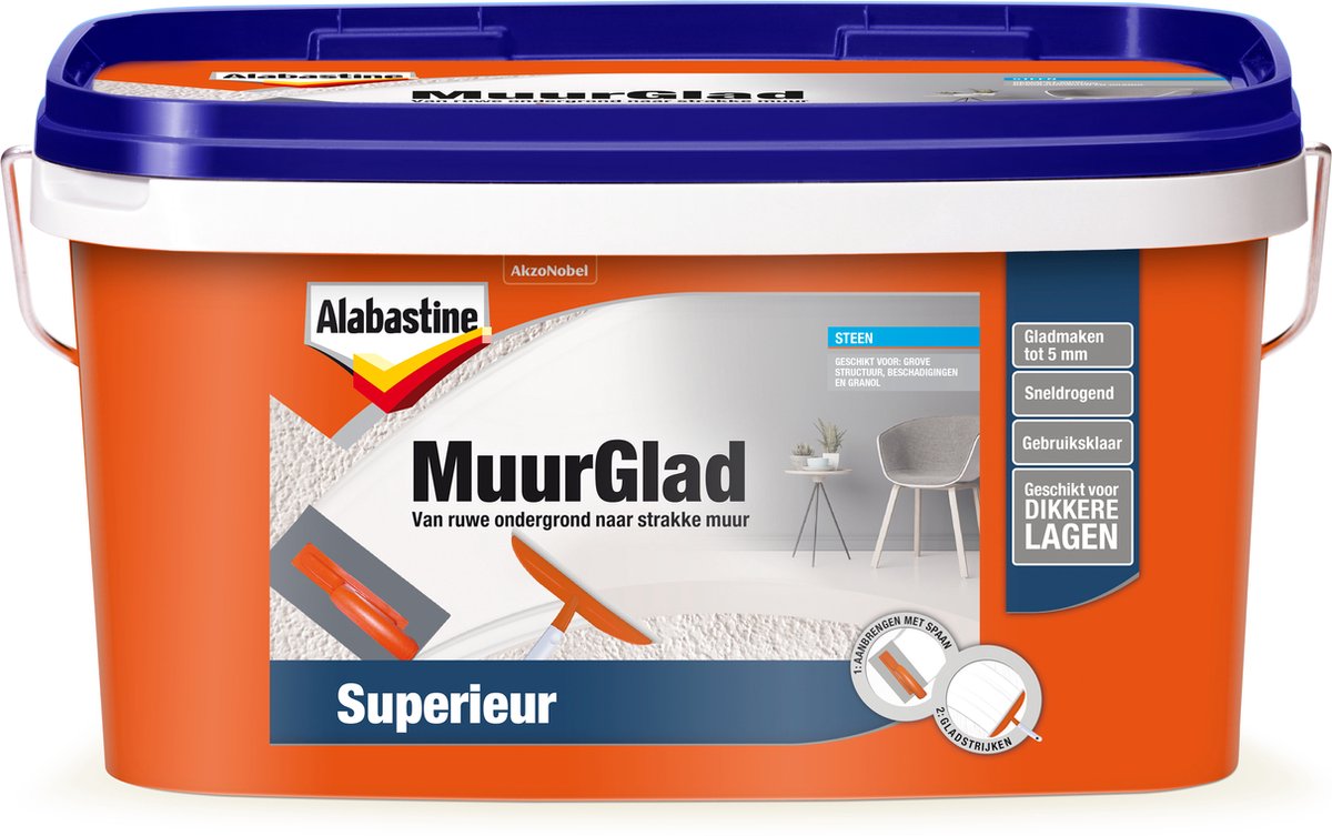 Alabastine muurglad superieur - Wit - 10 liter | bol