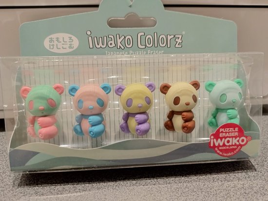 Iwako, gummen, pandaberen, gekleurd, puzzel | bol