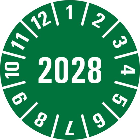 Keuringssticker met heel jaartal op vel 30 mm - 18 per vel 2028 | bol