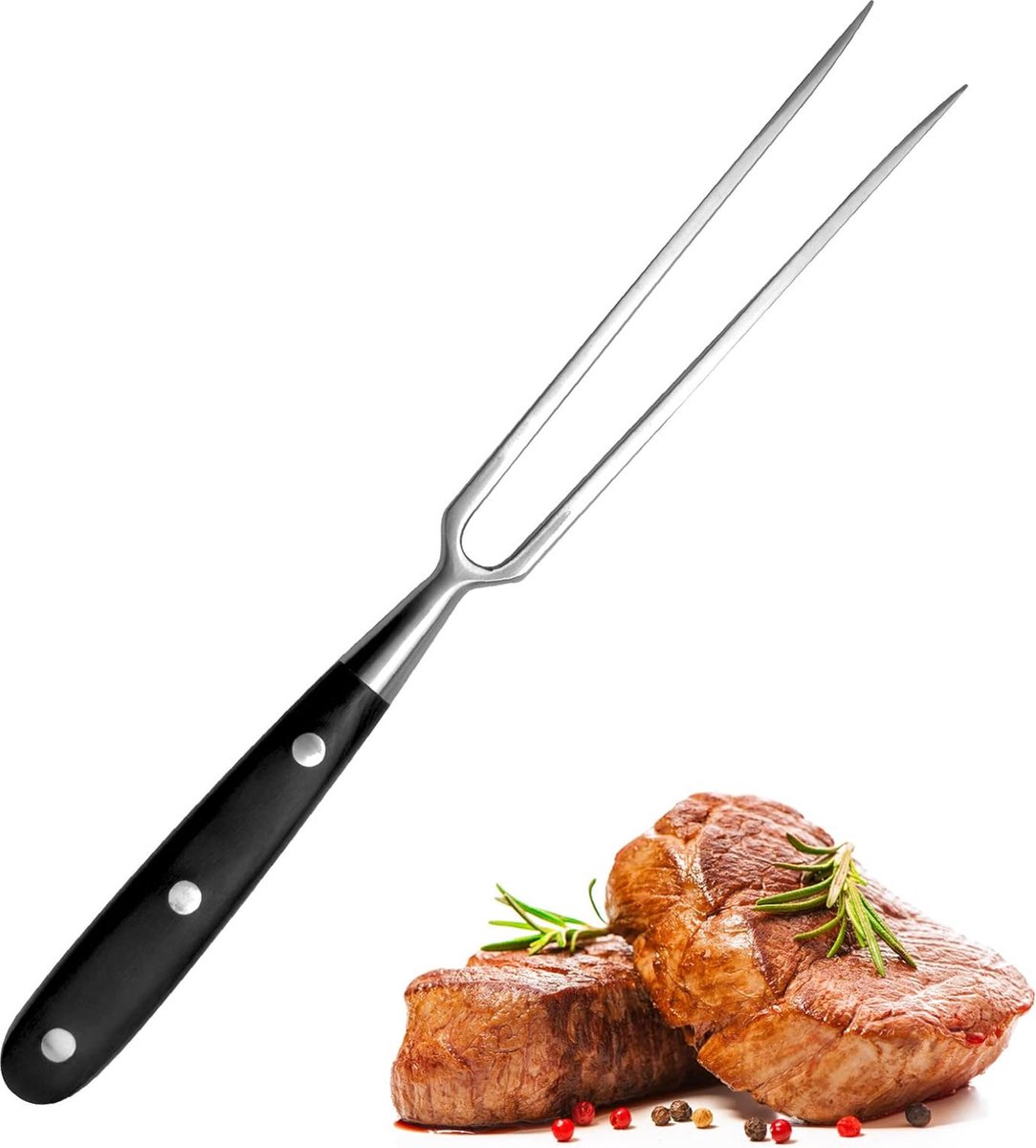 Vleesvork van roestvrij staal met handgreep, 30 cm trancheervork ...