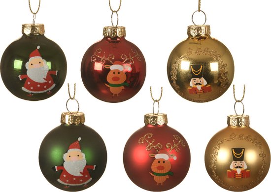 Kerstbal blinkend kerstman glas | bol